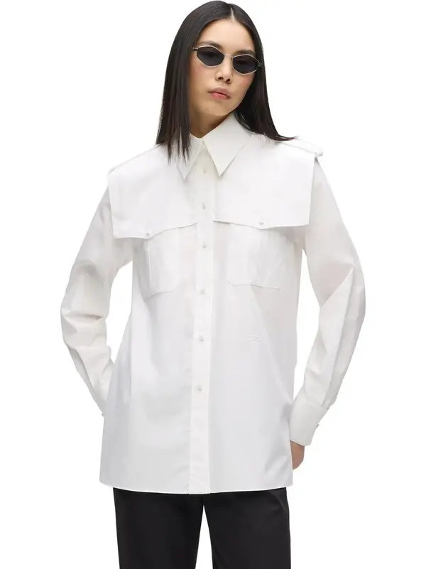 Karl Lagerfeld Archive Poplin Shirt With Utility Details - White