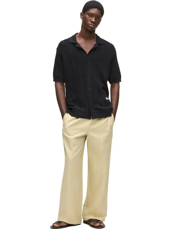 KL JEANS Jeans Linen Blend Wide-leg Trousers - Pale Khaki