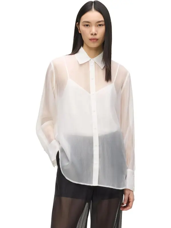 Karl Lagerfeld Sheer Organza Blouse - White