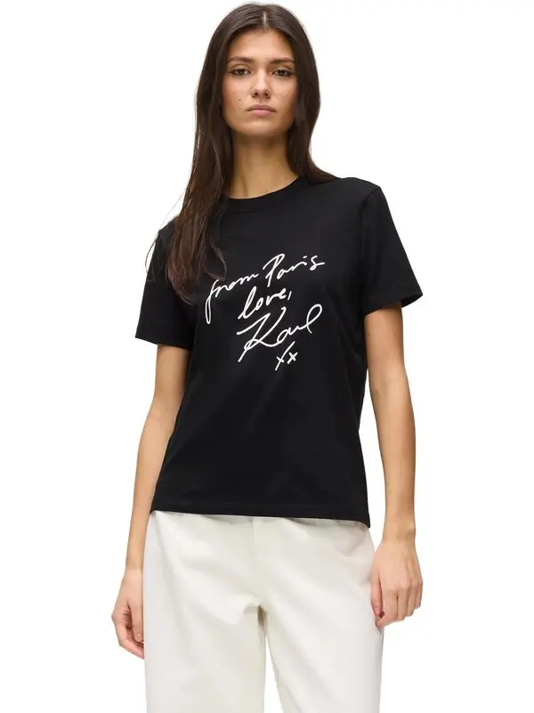 Karl Lagerfeld From Paris With Love" Organic Cotton T-shirt - Black