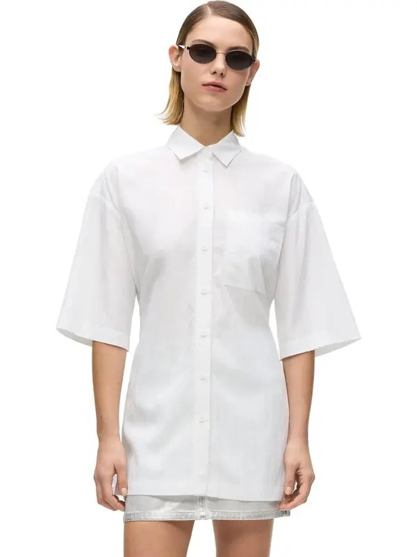 KL JEANS Short-sleeved Shirt With Tie Waist - White