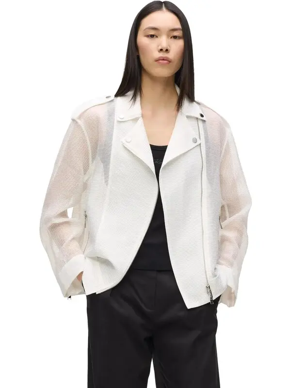 Karl Lagerfeld Sheer Organza Biker Jacket - White