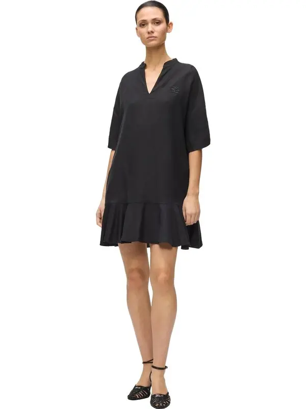 Karl Lagerfeld Linen Blend Shift Dress - Black