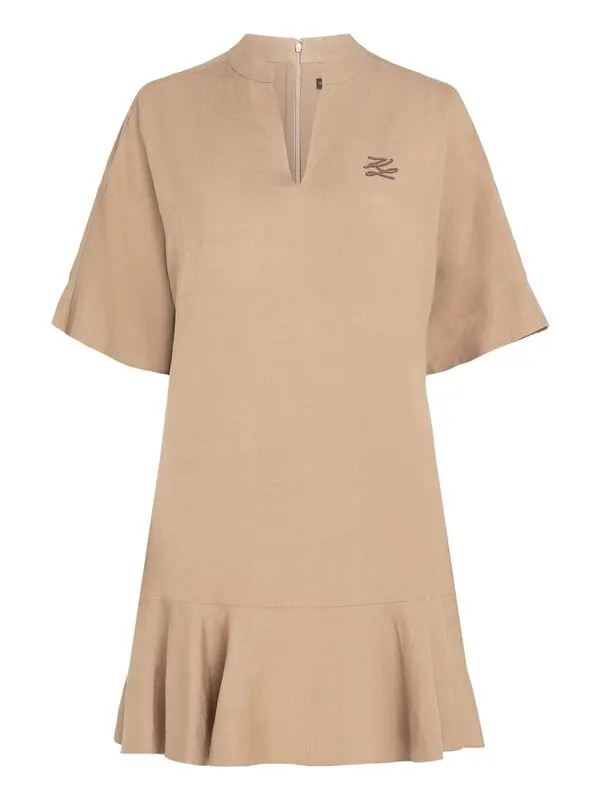 Karl Lagerfeld Linen Blend Shift Dress - Nougat