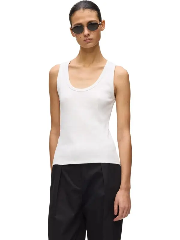 Karl Lagerfeld Signature Embroidery Tank Top - White