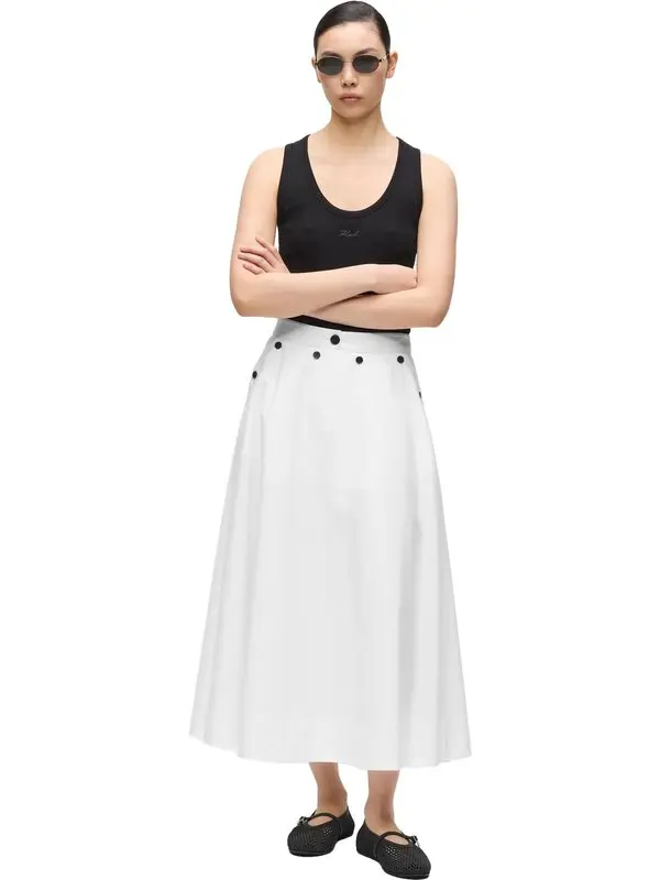 Karl Lagerfeld Button Detail A-line Skirt - White