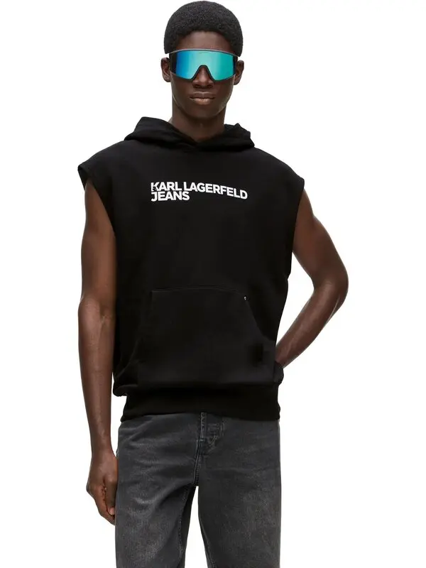 Karl Lagerfeld Sleeveless Logo Hoodie - Black