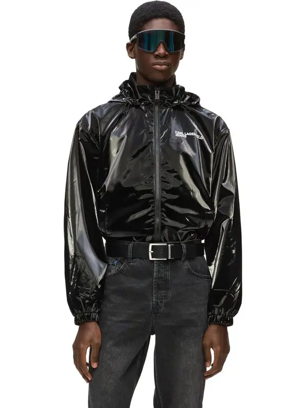 KL JEANS Jeans Shiny Hooded Bomber Jacket - Black
