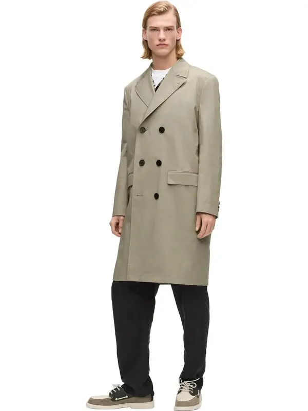 Karl Lagerfeld Double-breasted Cotton Overcoat - Laurel Oak
