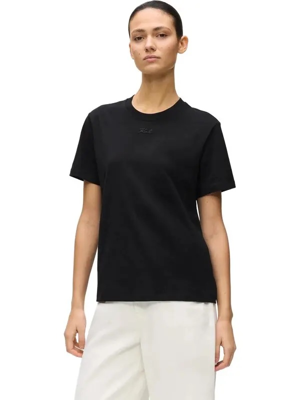 Karl Lagerfeld Signature Regular T-shirt In Organic Cotton - Black