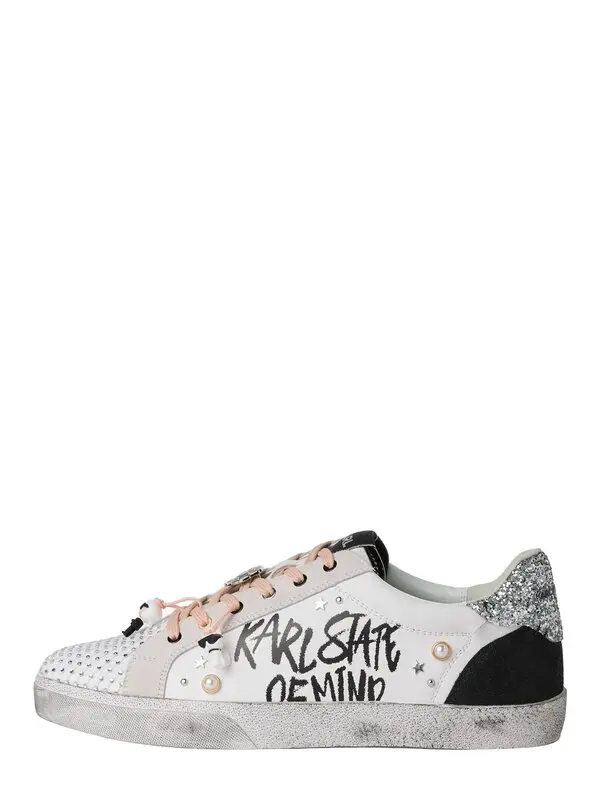 KL JEANS Karl Quote Studded Sneakers - Black/white