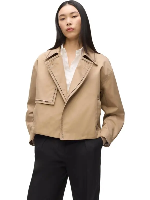 Karl Lagerfeld Cut-out Embroidery Short Trench Coat - Nougat
