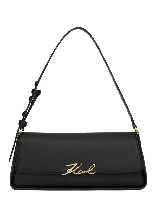 Karl Lagerfeld K/signature Elongated Shoulder Bag - Black/gold