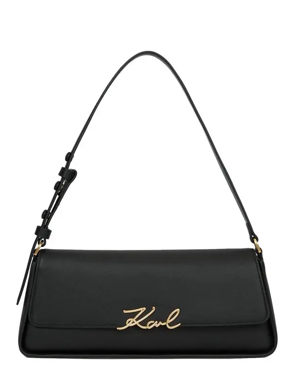 Karl Lagerfeld Elongated Shoulder Bag - Black/gold