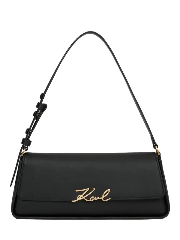 Karl Lagerfeld K/signature Elongated Shoulder Bag - Black/gold