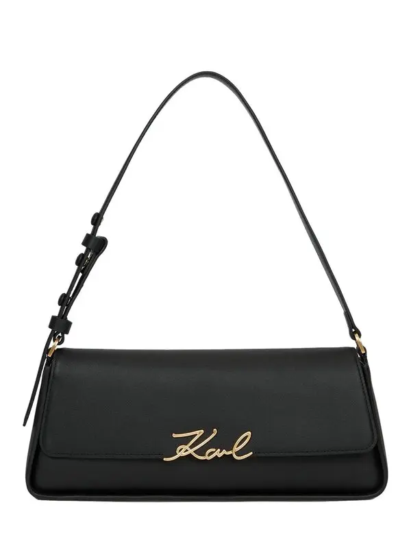Karl Lagerfeld K/signature Elongated Shoulder Bag - Black/gold