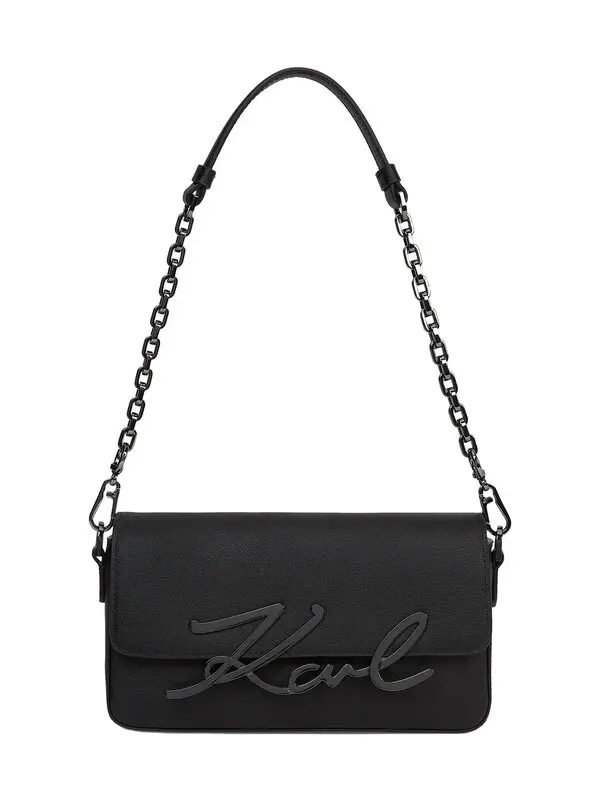 Karl Lagerfeld K/signature Small Chain Shoulder Bag - Black-gunmetal