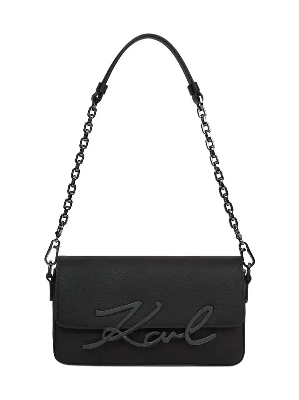 Karl Lagerfeld K/signature Small Chain Shoulder Bag - Black-gunmetal