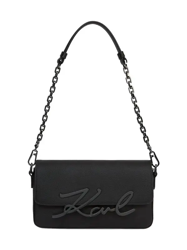 Karl Lagerfeld K/signature Small Chain Shoulder Bag - Black-gunmetal