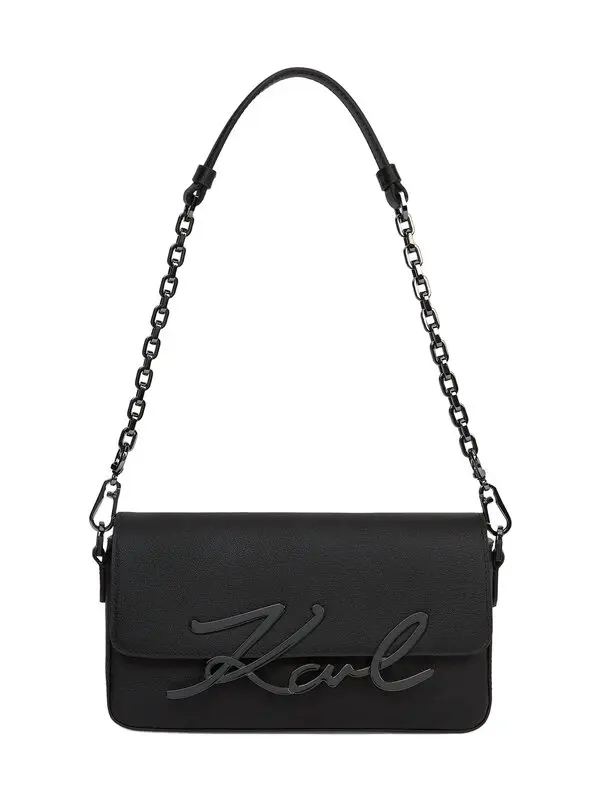 Karl Lagerfeld K/signature Small Chain Shoulder Bag - Black-gunmetal
