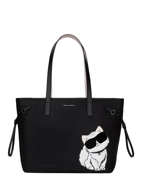 Karl Lagerfeld Ikon Choupette Drawstring Tote Bag - Black