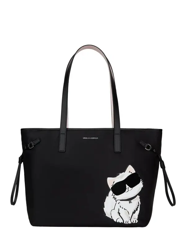 Karl Lagerfeld Ikon Choupette Drawstring Tote Bag - Black