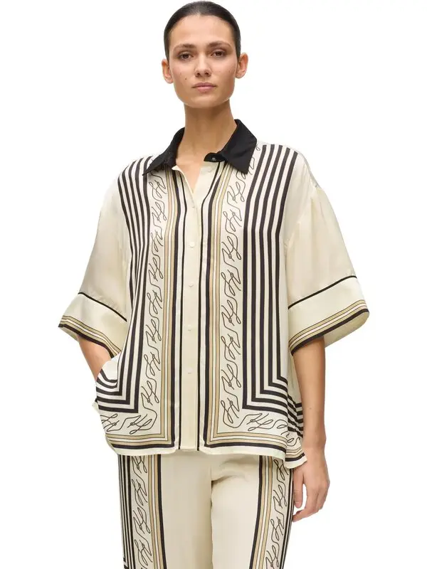 Karl Lagerfeld All-over Print Viscose Pajama Shirt - Pristine
