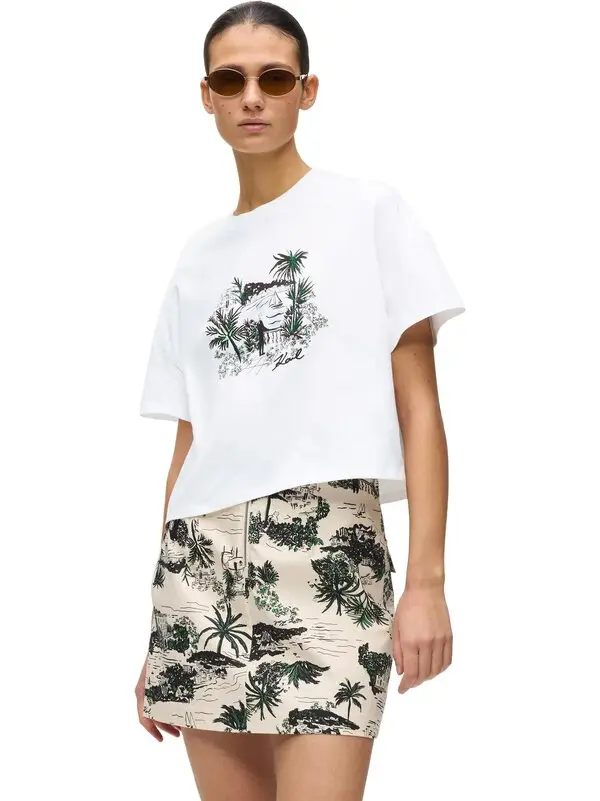 Karl Lagerfeld Villa La Vigie Graphic T-shirt In Organic Cotton - White