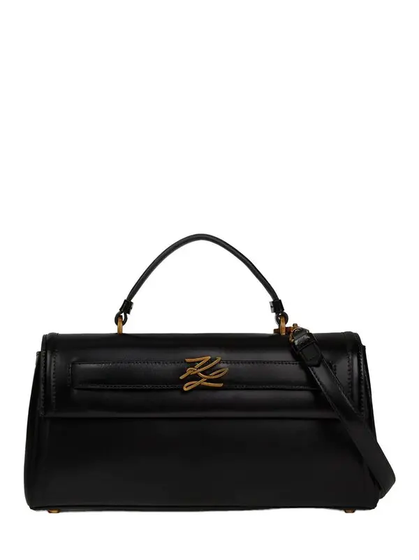 Karl Lagerfeld K/autograph Elongated Top Handle Bag - Black/gold