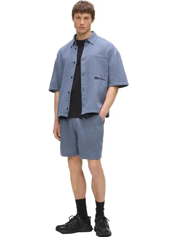 KL JEANS Jeans Crinkled Cotton Shorts - Grisaille