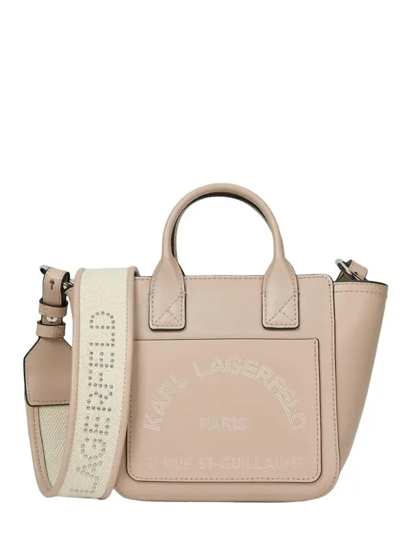 Karl Lagerfeld K/daily Mini Pocket Tote Bag In Black Leather - Pink