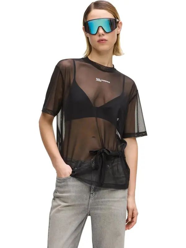 KL JEANS Jeans Mesh Tie Detail T-shirt - Black