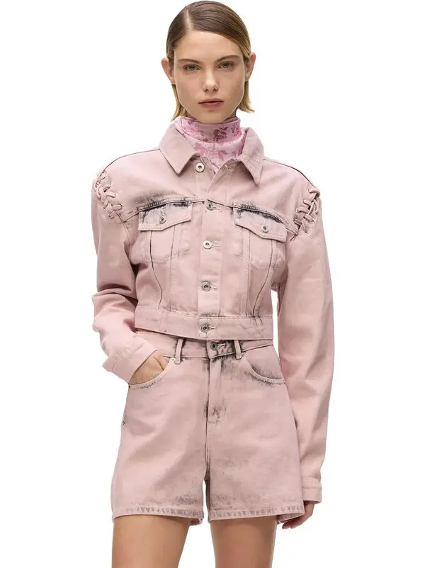 KL JEANS Jeans Lace-up Detail Cropped Denim Jacket - Fairytale