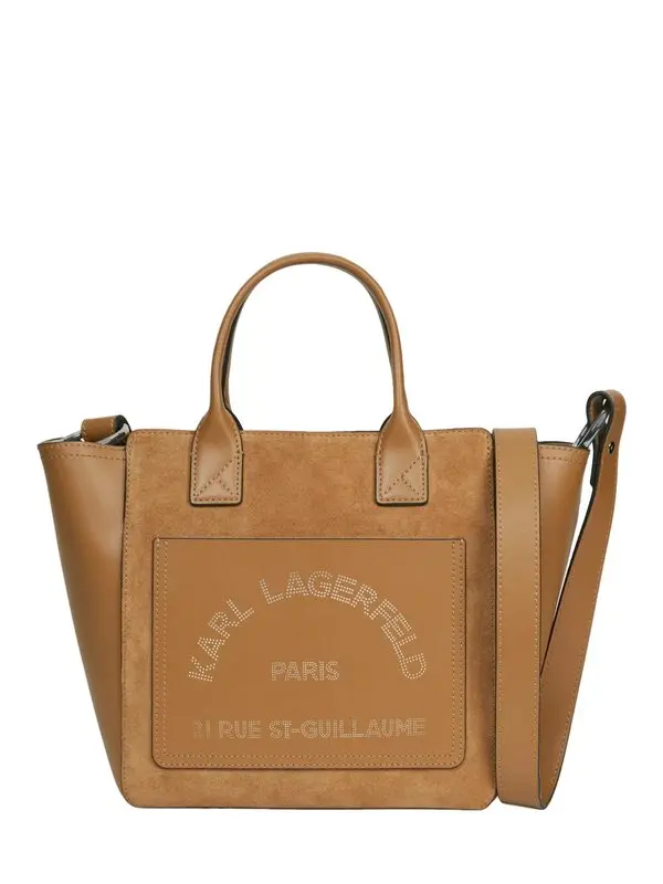 Karl Lagerfeld Small Suede Tote Bag - Caramel