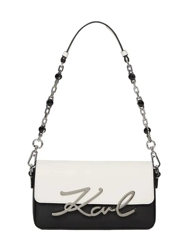 Karl Lagerfeld K/signature Faux-pearl Shoulder Bag - Black/white
