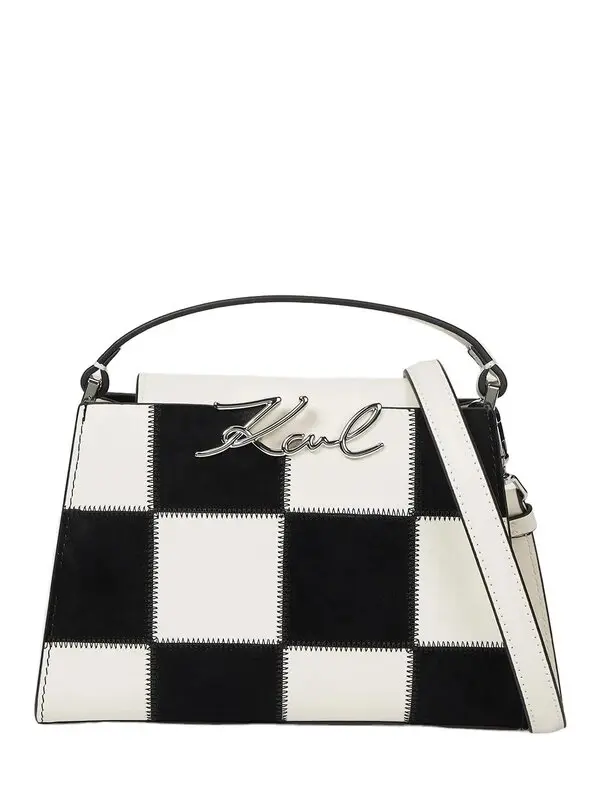 Karl Lagerfeld K/signature Checkered Top Handle Bag - Black/white Check