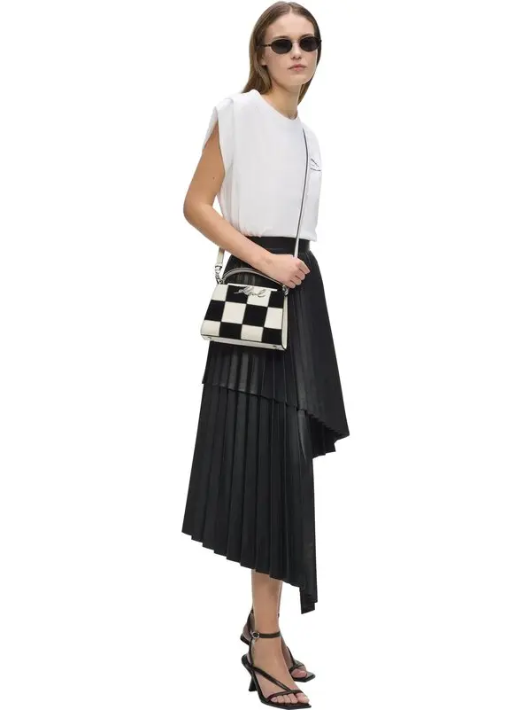 Karl Lagerfeld K/signature Checkered Top Handle Bag - Black/white Check
