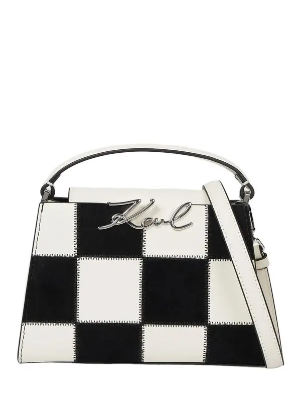 Karl Lagerfeld K/signature Checkered Top Handle Bag - Black/white Check