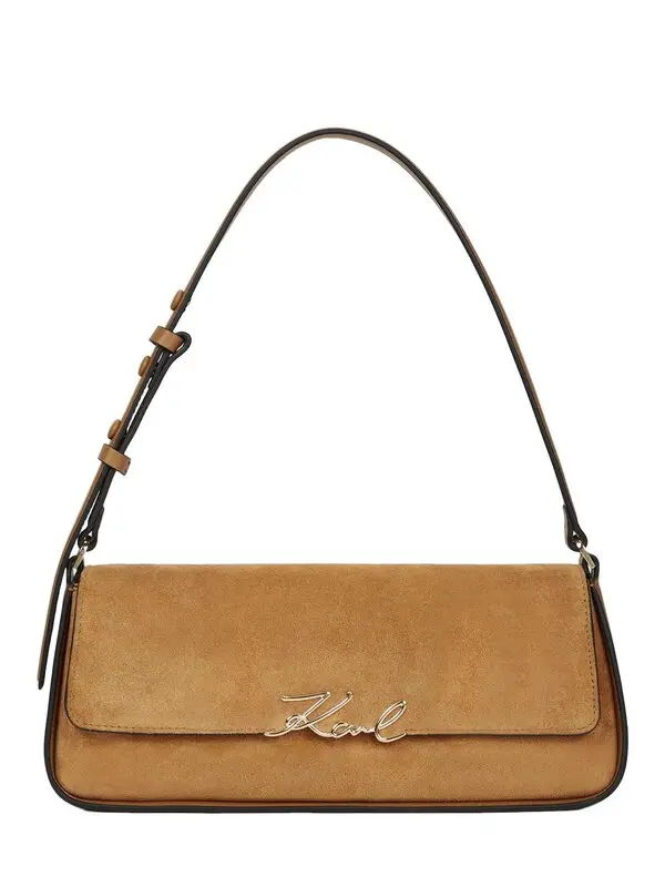 Karl Lagerfeld Suede Shoulder Bag - Caramel