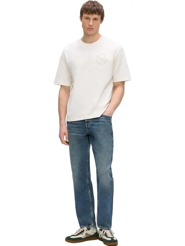 KL JEANS Jeans Dark Blue Cotton Tapered Jeans - Visual Dark Blue