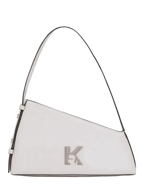 Karl Lagerfeld Geo High-shine Shoulder Bag - Off White