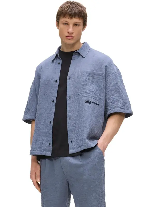 KL JEANS Crinkled Cotton Shirt - Grisaille