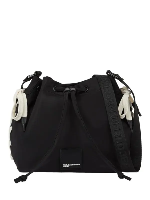 KL JEANS Nylon Lace-up Bucket Bag - Black