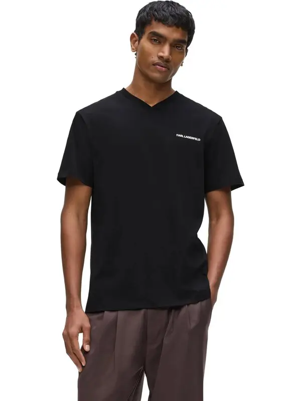 Karl Lagerfeld V-neck Logo T-shirt - Black