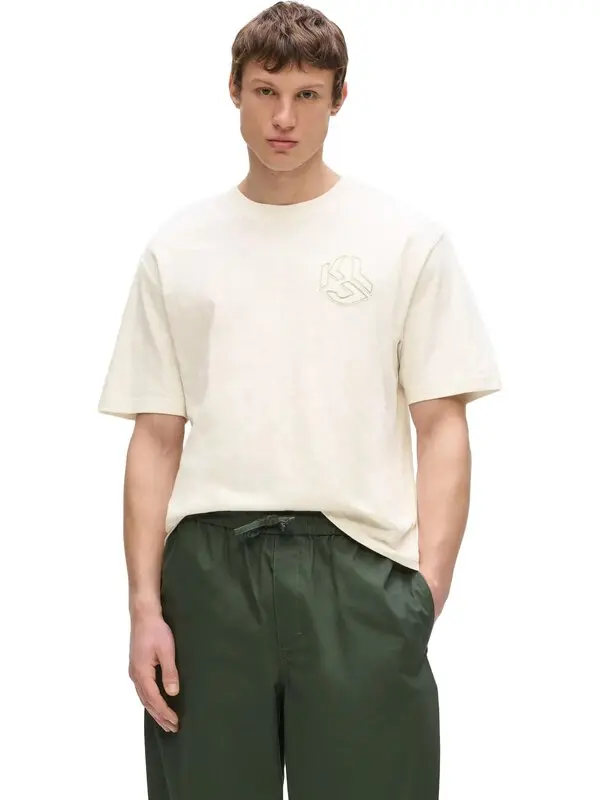 Karl Lagerfeld Distressed Monogram Boxy T-shirt - Egret