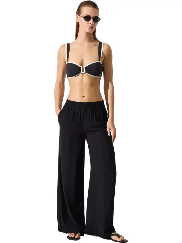 Karl Lagerfeld Signature Wide-leg Beach Pants - Black