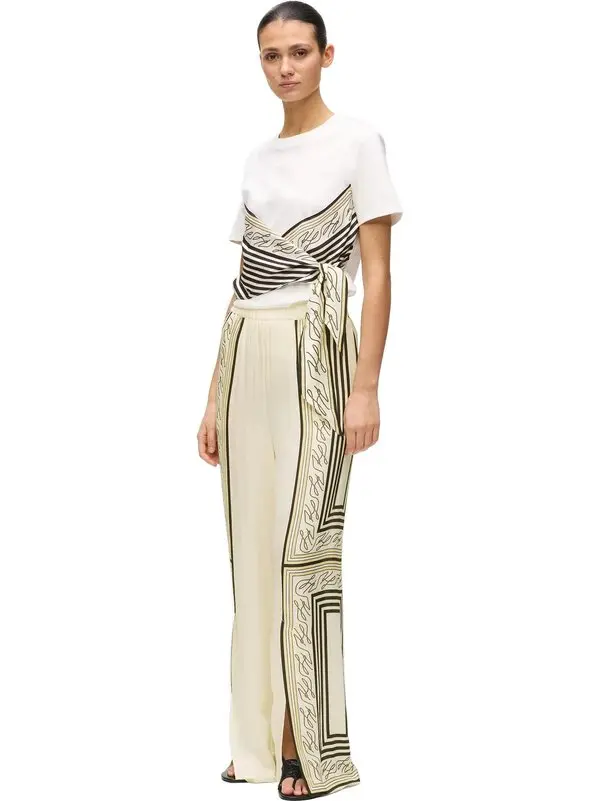 Karl Lagerfeld Scarf Print Wide-leg Pajama Pants - Pristine