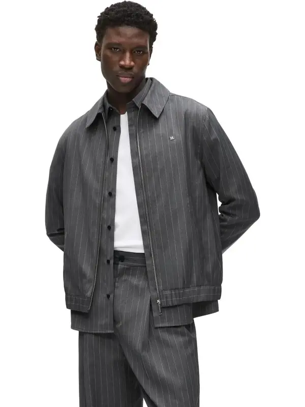 Karl Lagerfeld Pinstripe Wool Blend Zip-front Jacket - Shadow
