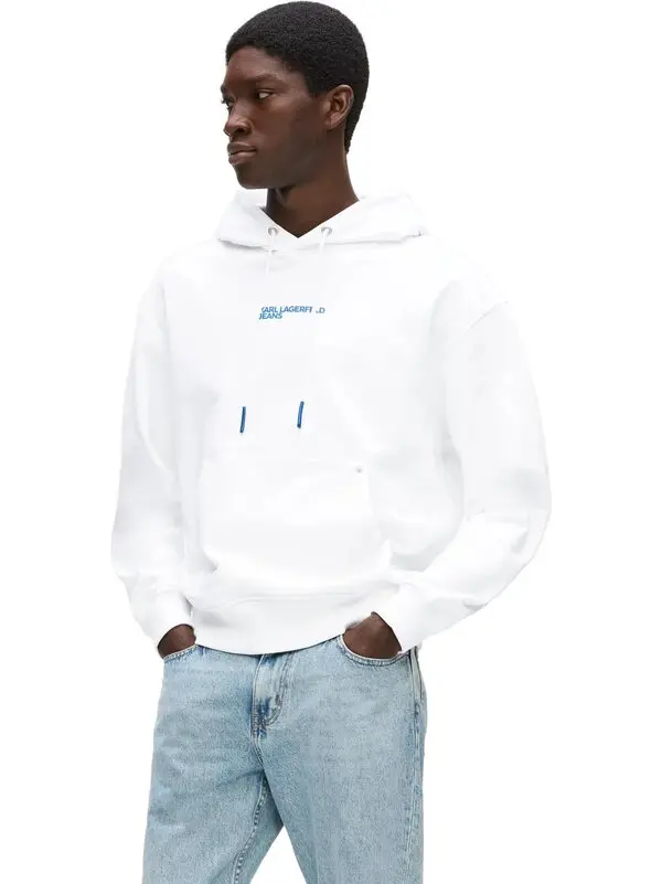 KL JEANS Relaxed Graphic Print Hoodie - White