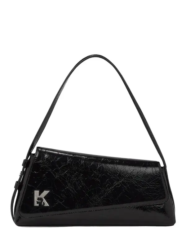 KL JEANS Geo High-shine Flap Bag - Black